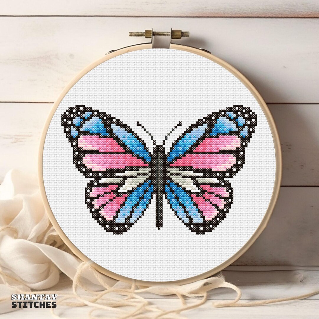 Trans Pride Butterfly Cross Stitch Pattern: LGBTQ+ Embroidery (PDF ...