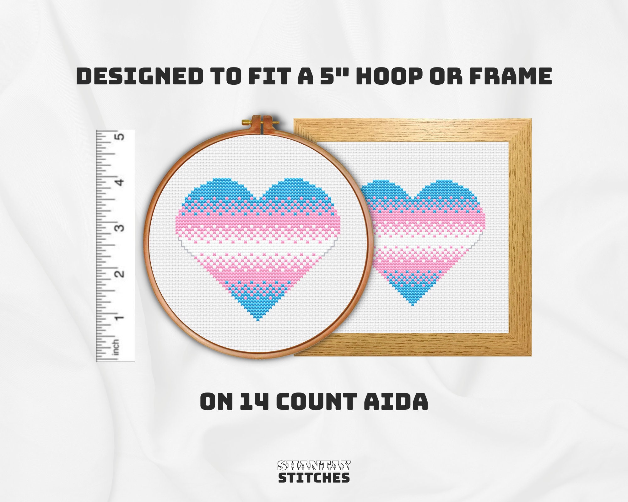 Transgender Love Heart Cross Stitch Pattern, LGBTQ Pride Flag PDF ...