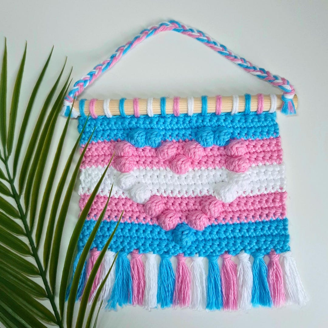 Trans Pride Flag Crochet Pattern PDF, Mini Heart Tapestry Chart ...