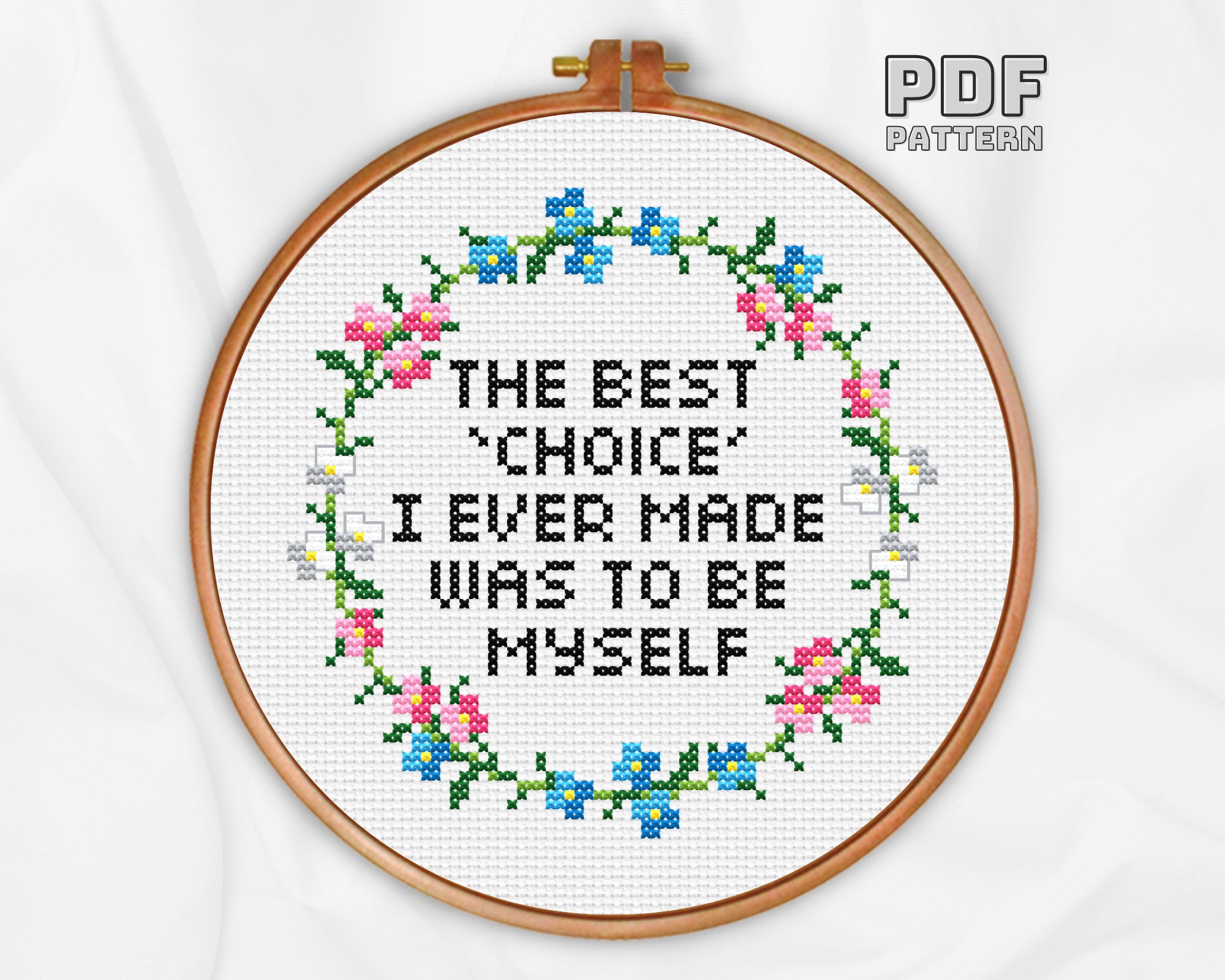 Inspirational Trans Pride Quote Floral Cross Stitch Pattern PDF - Etsy