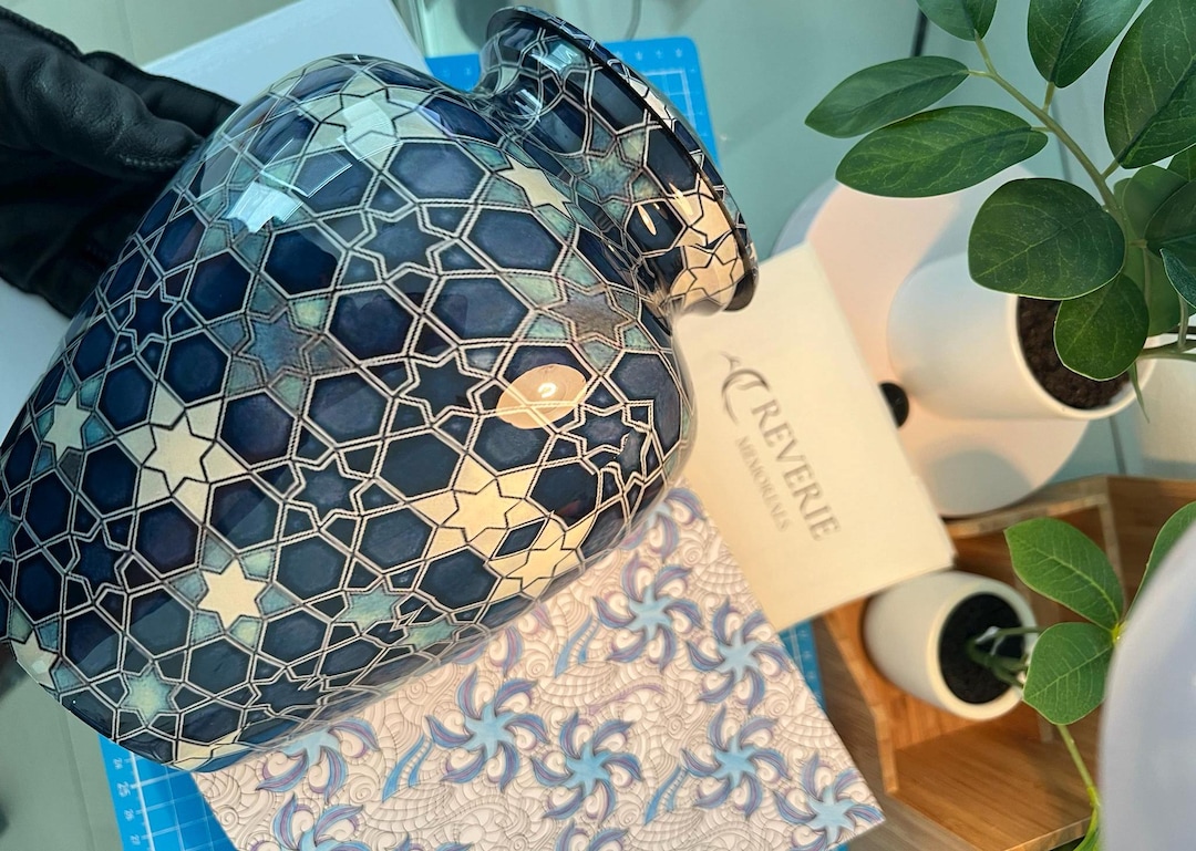 Blue Mosaic Star Pattern Urn for Adult Ashes - Etsy