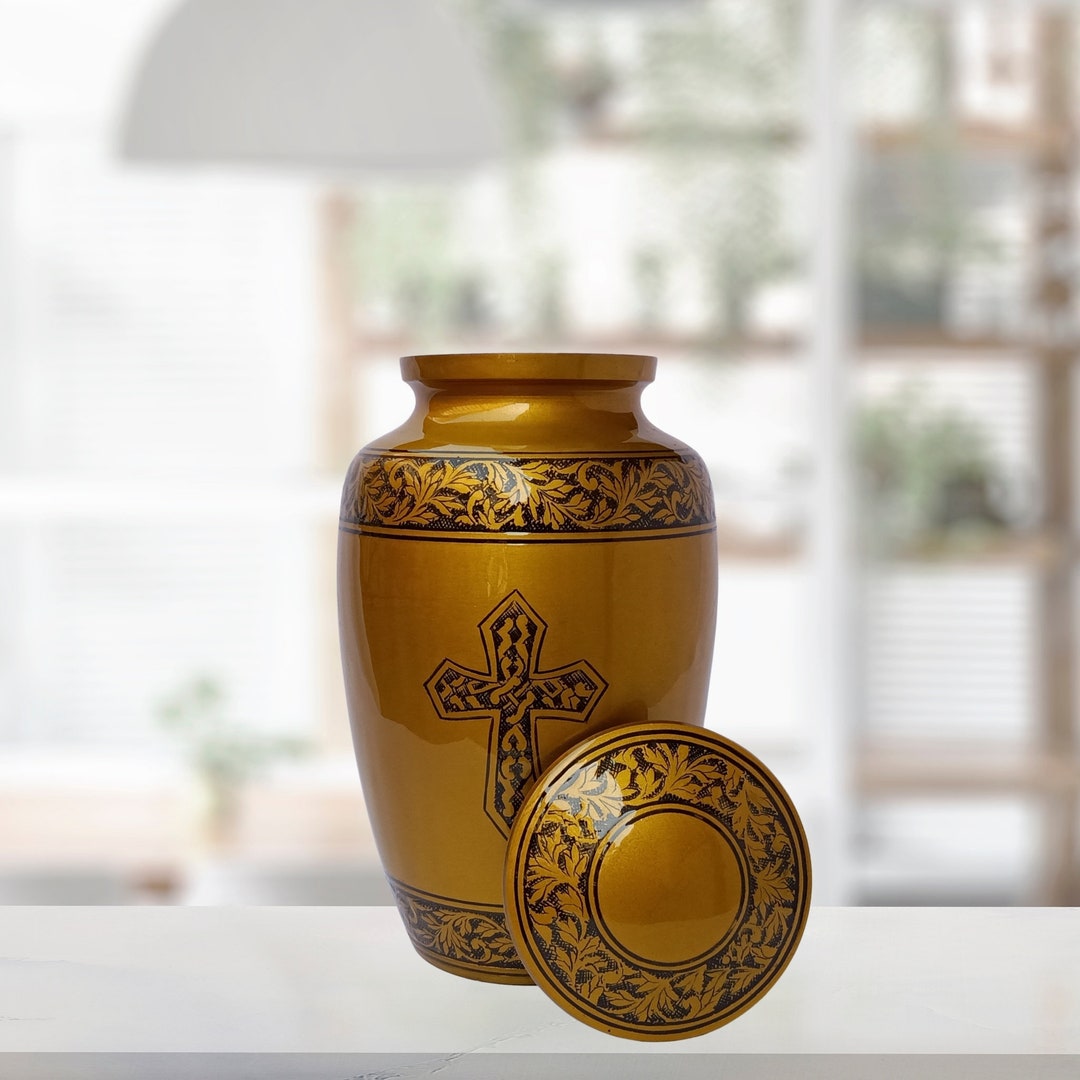 Holy Cross Large Adult Cremation Urn for Human Ashes — With Velvet Bag ...