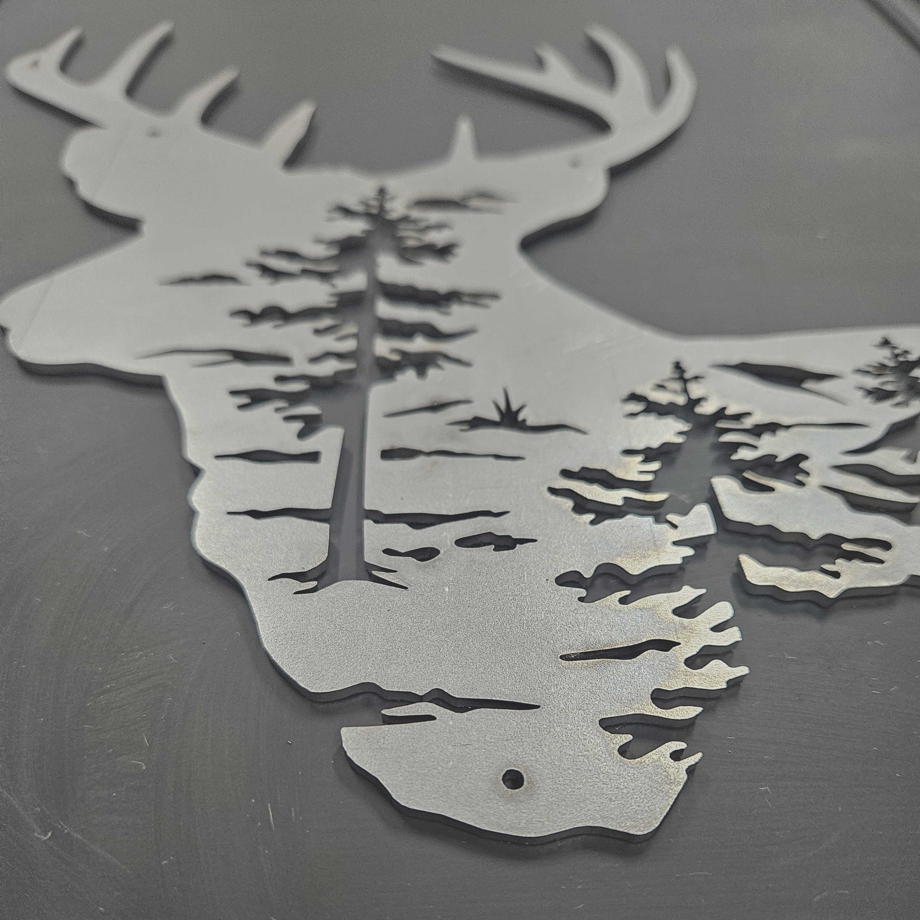 Brushed or Raw Steel Laser Art Deer Head Wall Artwork, Custom Laser ...