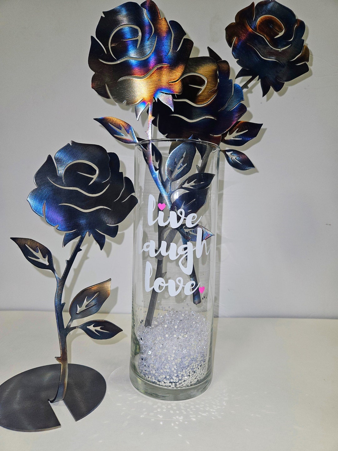 Forever Flower, Metal Flower, Flame Burned, Laser Art - Etsy