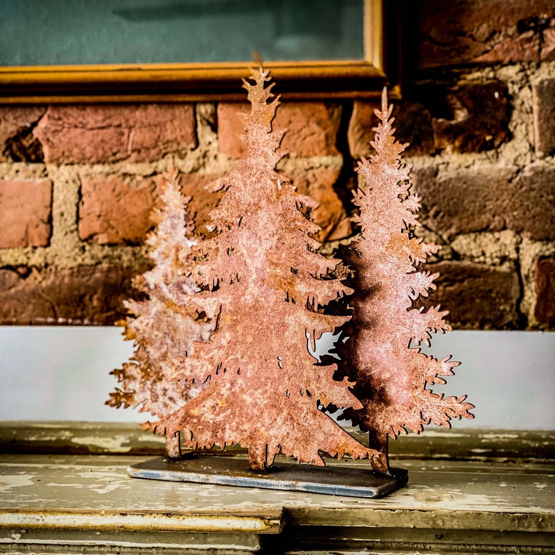 Rusted Metal Tree Decor: Laser Cut Rustic Home Accent - Etsy