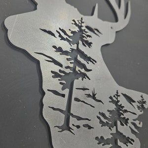 Brushed or Raw Steel Laser Art Deer Head Wall Artwork, Custom Laser ...