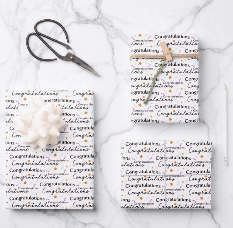 Congratulations Wrapping Paper Sheets - 3 Sheets - 19" X 29" Each - Etsy