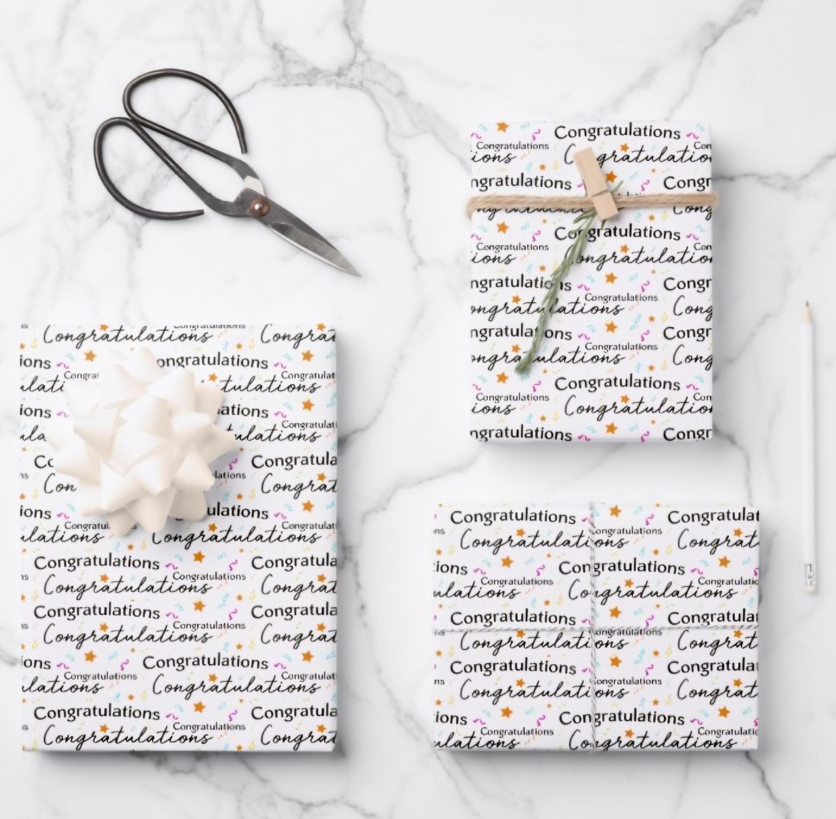 Congratulations Wrapping Paper Sheets - 3 Sheets - 19" X 29" Each - Etsy