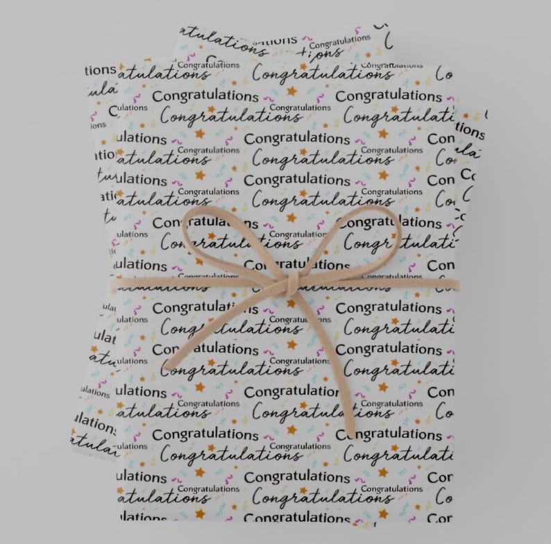 Congratulations Wrapping Paper Sheets - 3 Sheets - 19" X 29" Each - Etsy
