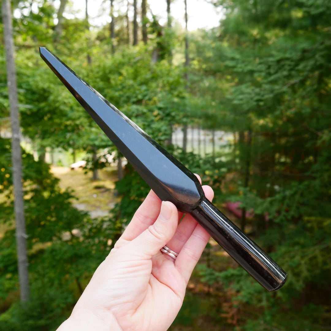 10.75″ Gold Sheen Obsidian Crystal Dagger | Ceremonial Blade | Athame ...