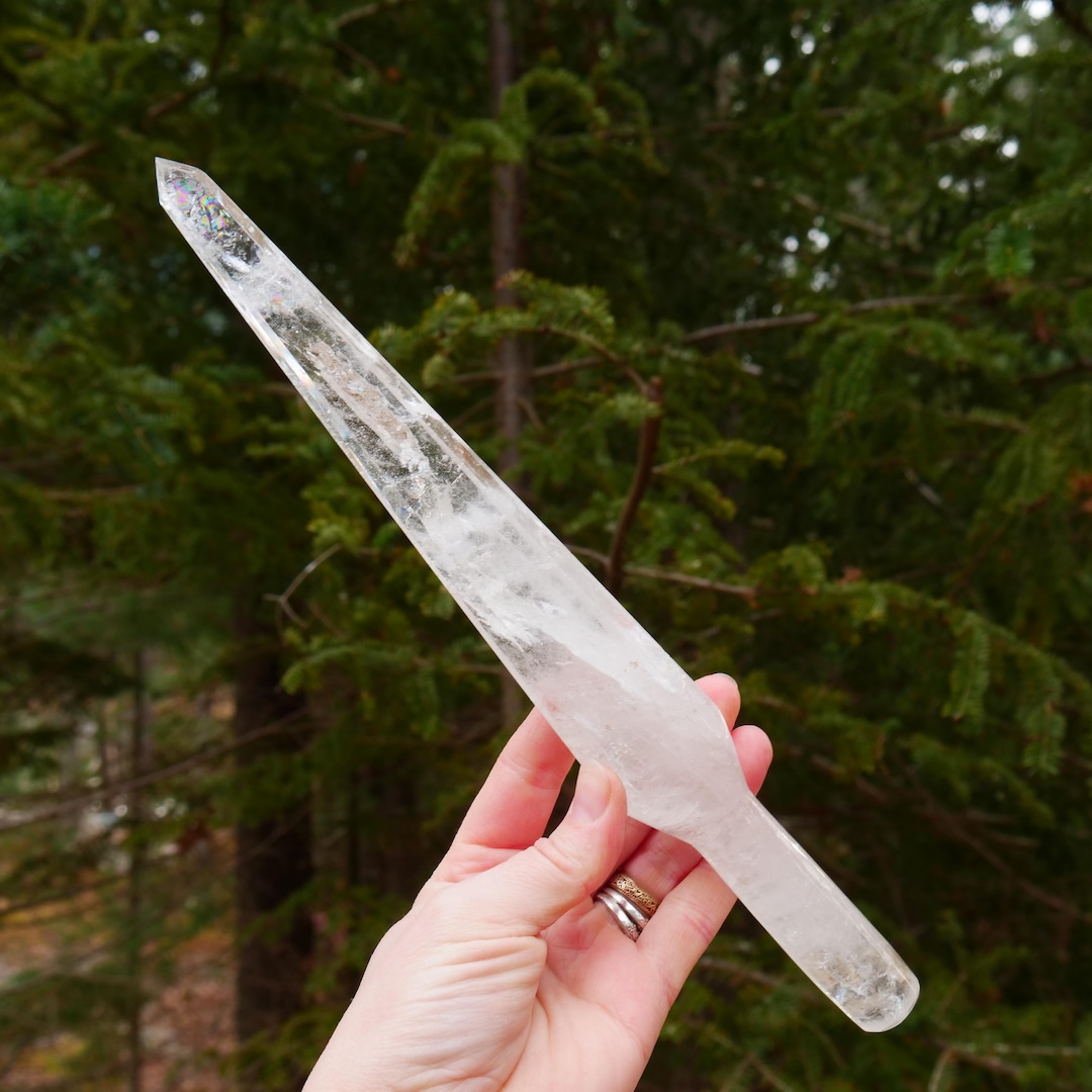 11.75 Clear Quartz Crystal Dagger Ceremonial Blade Athame Knife 9.5 Oz ...