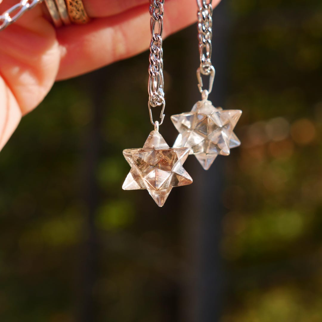 Smoky Quartz Stellated Dodecahedron Necklace | Sacred Geometry Pendant ...