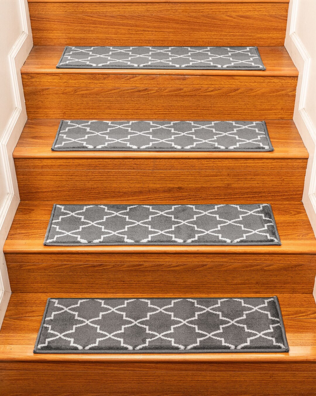50% OFF Wool & Cotton Hand Woven Gray Carpet Stair Treads, Free Tape ...