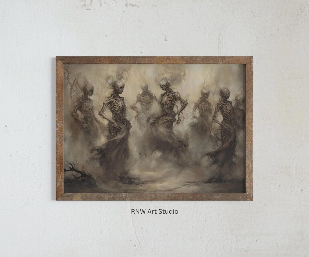 Graveyard Ballet Wall Art, Dancing Dead Oil Painting, Antique Macabre ...