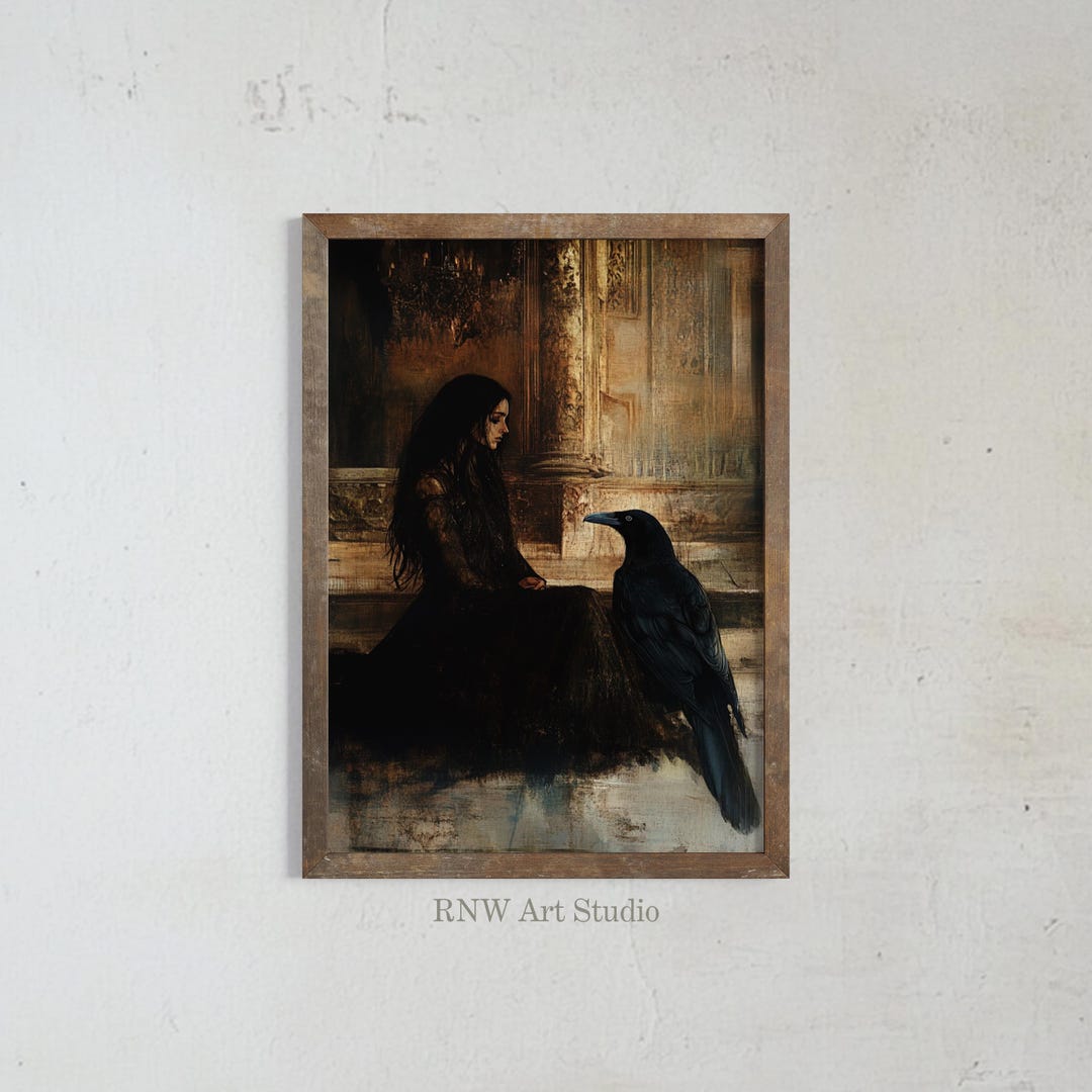 Gothic Princess, Dark Romance Raven Art, Moody Victorian Beauty, Printable Fine Art, Witchy ...