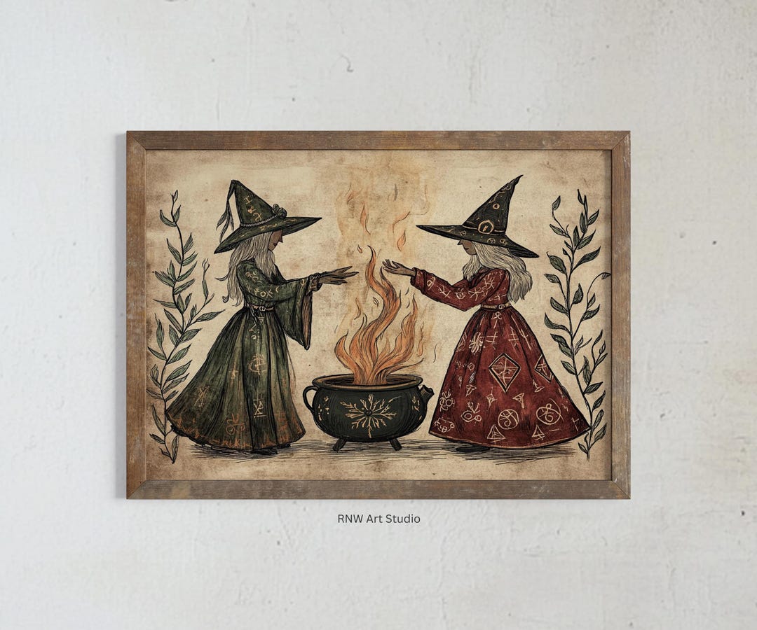 Medieval Witches Art Print, Witchcraft Wall Art, Wicca Alchemy Art ...