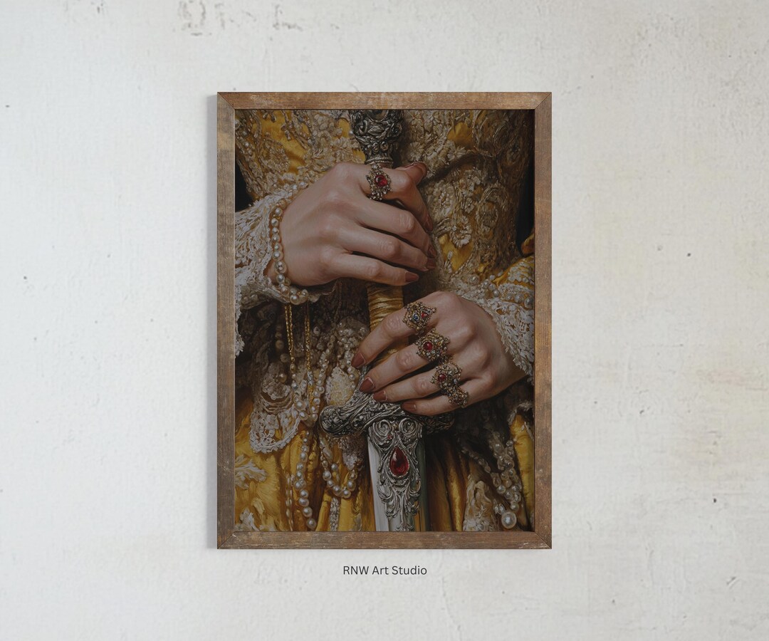 Victorian Princess Sword Art, Moody Aesthetic Wall Art, Baroque Oil ...