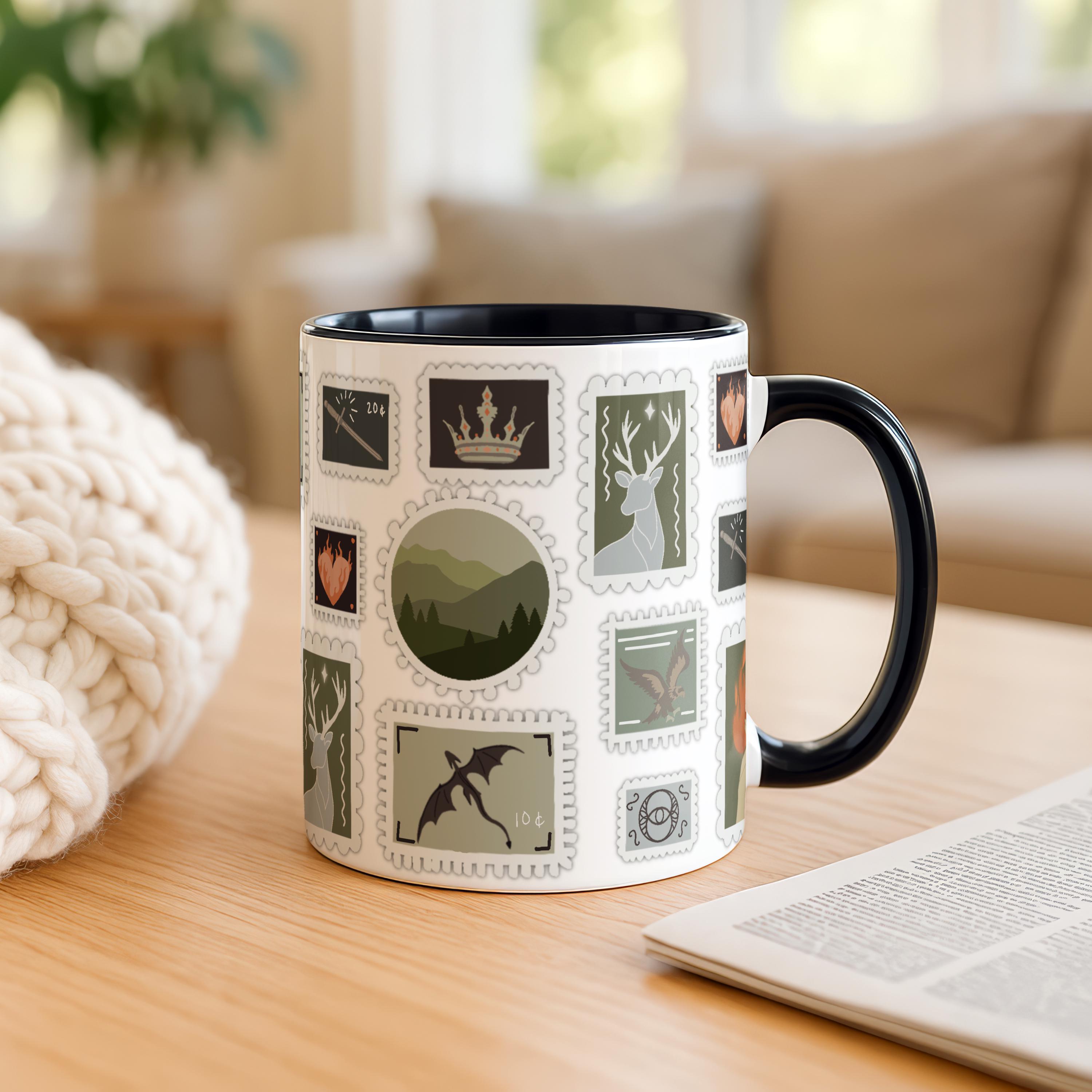 Mug, Tog Terrasen Aelin Stamp Design, Fantasy Book Lover Gift, Throne ...