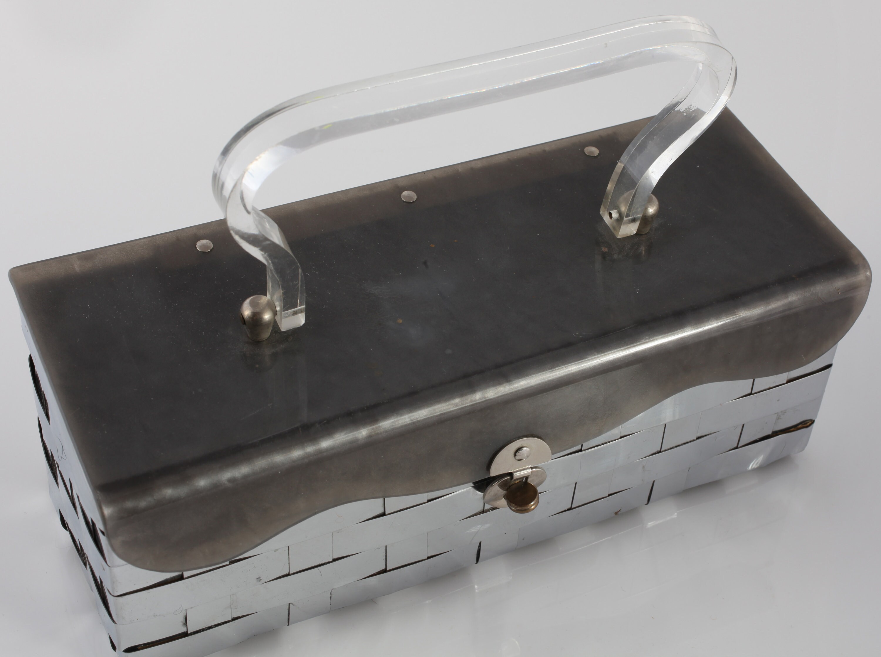 Vintage Dorsett & Rex 5th Avenue Style Woven Metal and Lucite Box Purse ...