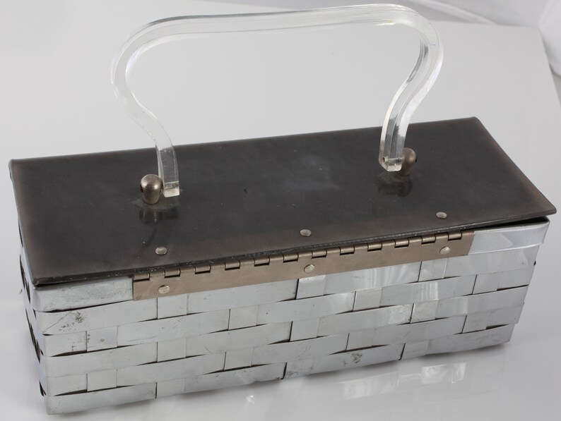 Vintage Dorsett & Rex 5th Avenue Style Woven Metal and Lucite Box Purse ...
