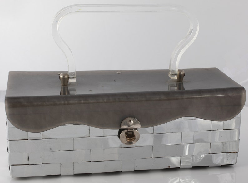 Vintage Dorsett & Rex 5th Avenue Style Woven Metal and Lucite Box Purse ...