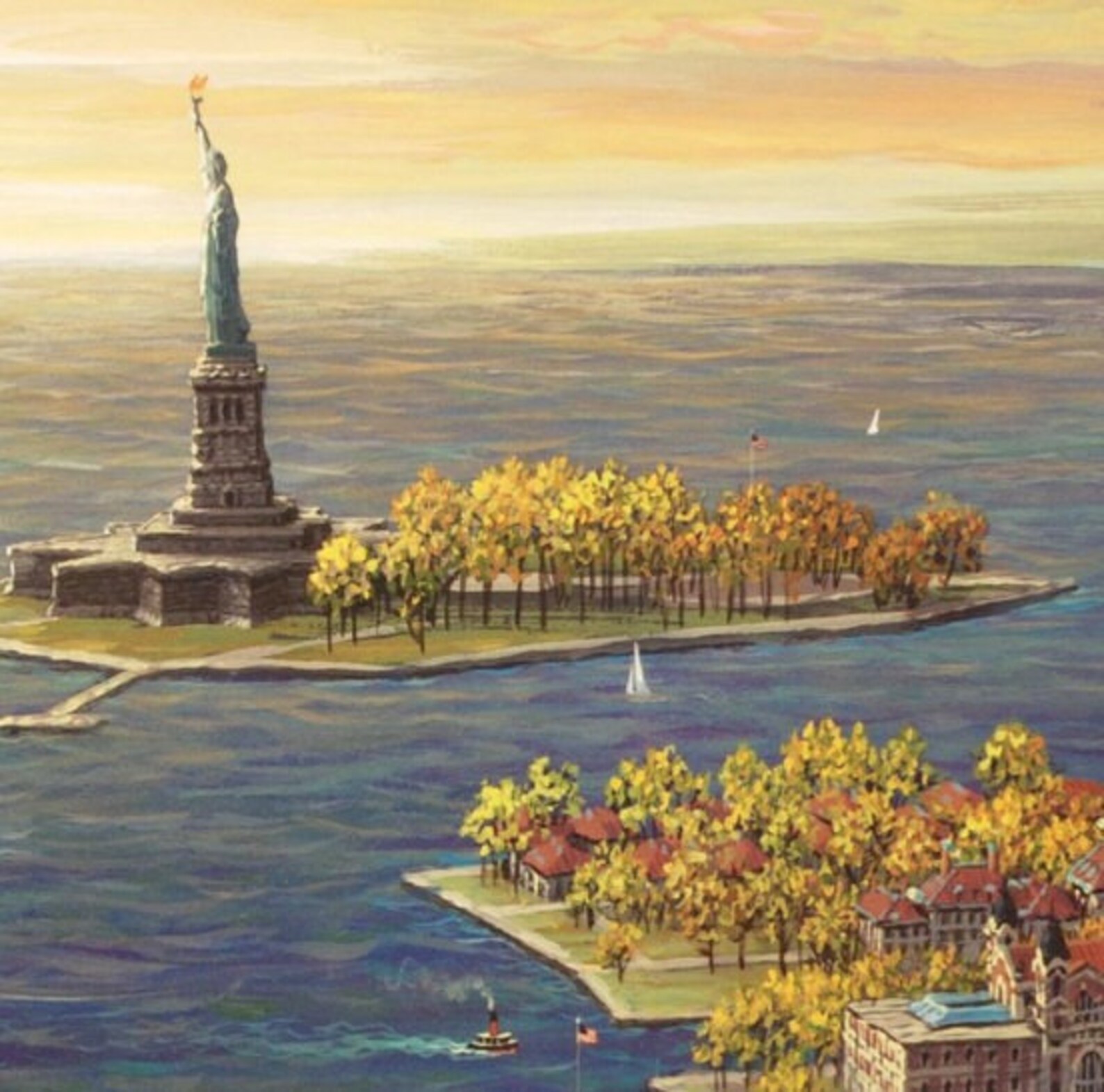 Ellis Island Fall Limited Edition Numbered Mixed Media Hand Signed ...