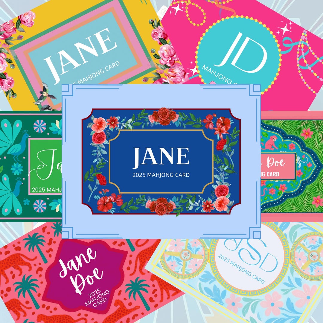 Custom Mahjong Card Sticker: Personalized Name Monogram - 12 Styles! - Etsy