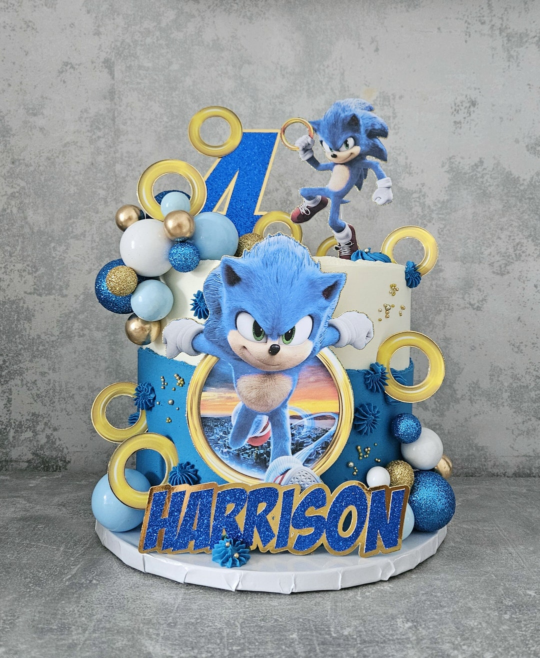 Sonic Themed Personalised Cake Topper Set - Etsy UK