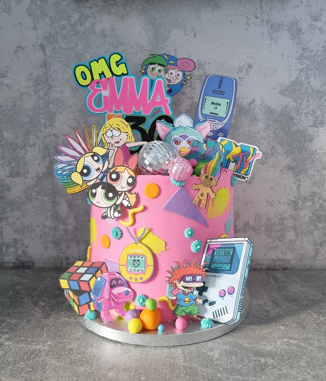 90s Themed Personalised Cake Topper Set - Etsy UK