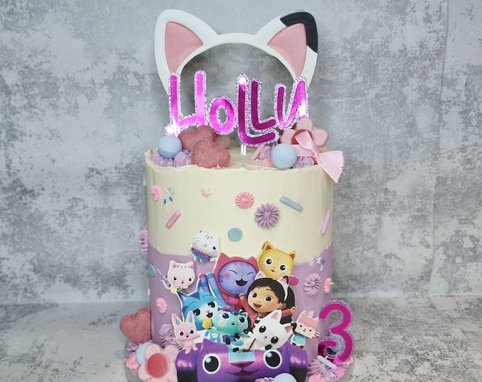 Gabby's Dollhouse Fondant Cake Toppers Cat Characters Cake Topper ...