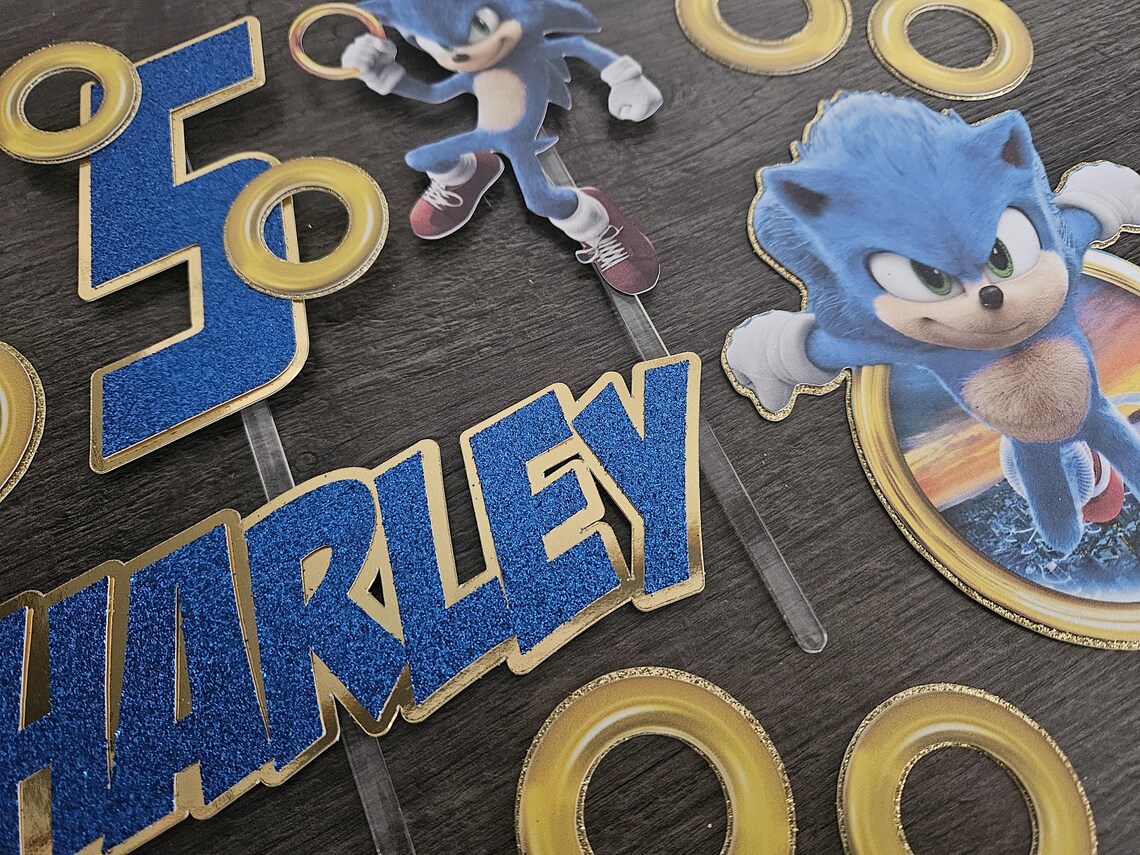 Sonic Themed Personalised Cake Topper Set - Etsy UK