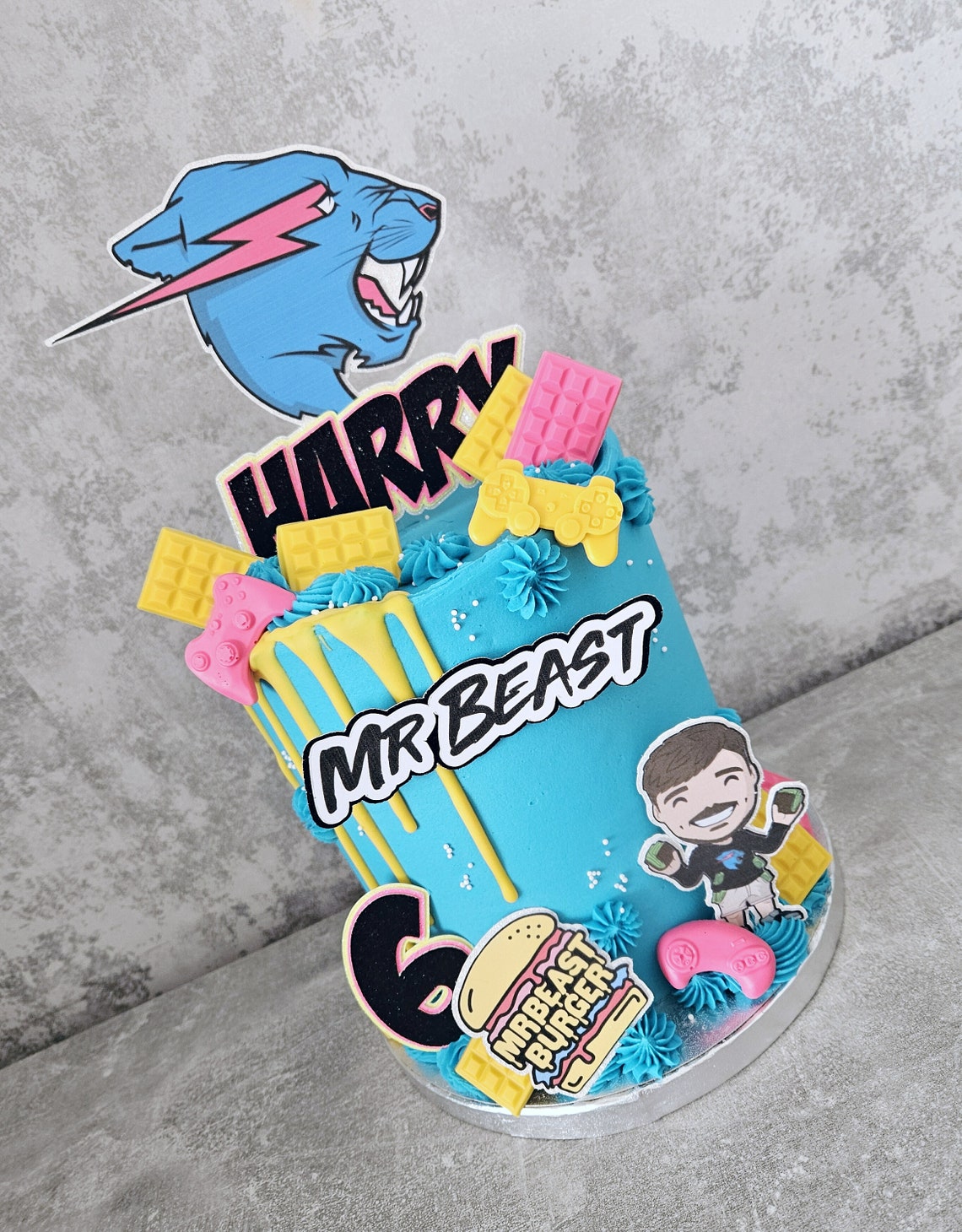 Mr Beast Themed Cake Topper Set - Etsy UK