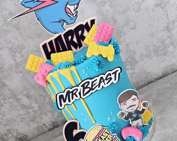 Mr Beast Themed Cake Topper Set - Etsy UK