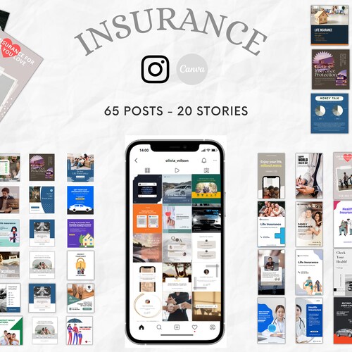 228 Editable Canva Social Media Templates for Insurance Agent - Etsy