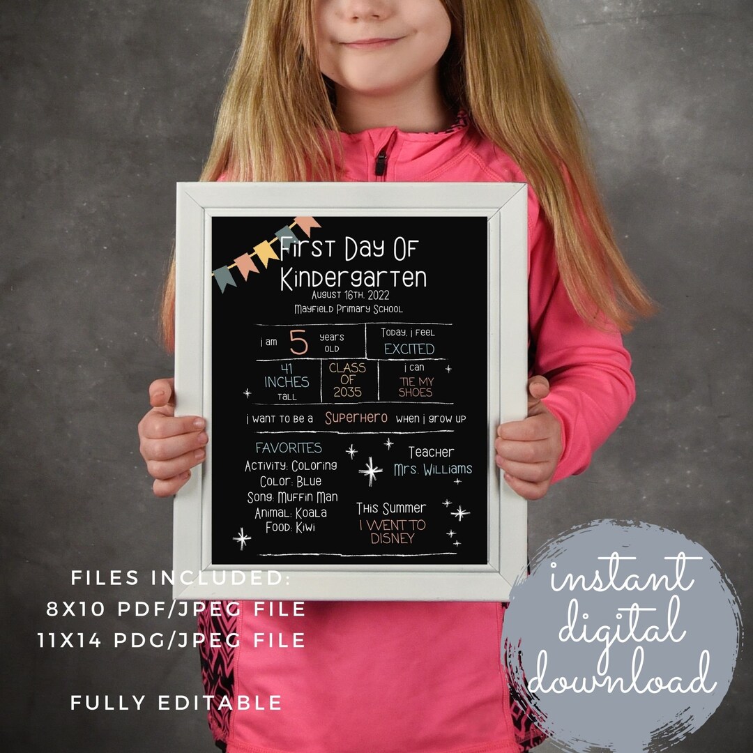 Editable First Day of School Sign, Printable Sign, Instant Download ...