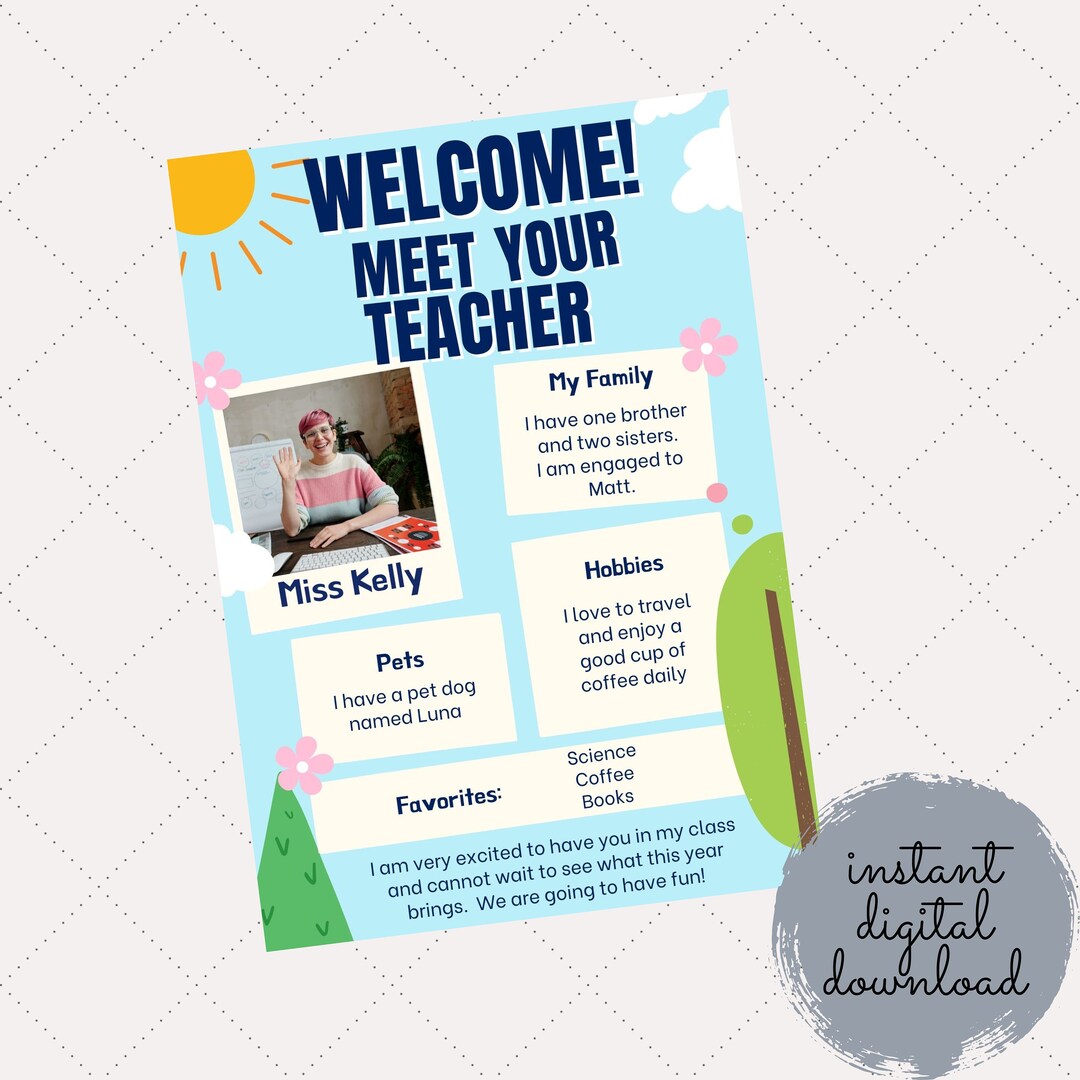 Meet the Teacher Printable With Details, Editable, Instant Download ...