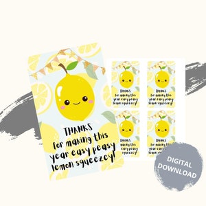 PRINTABLE Lemon Tag, Instant Download, Cute Gift Tag, Teacher Gift ...