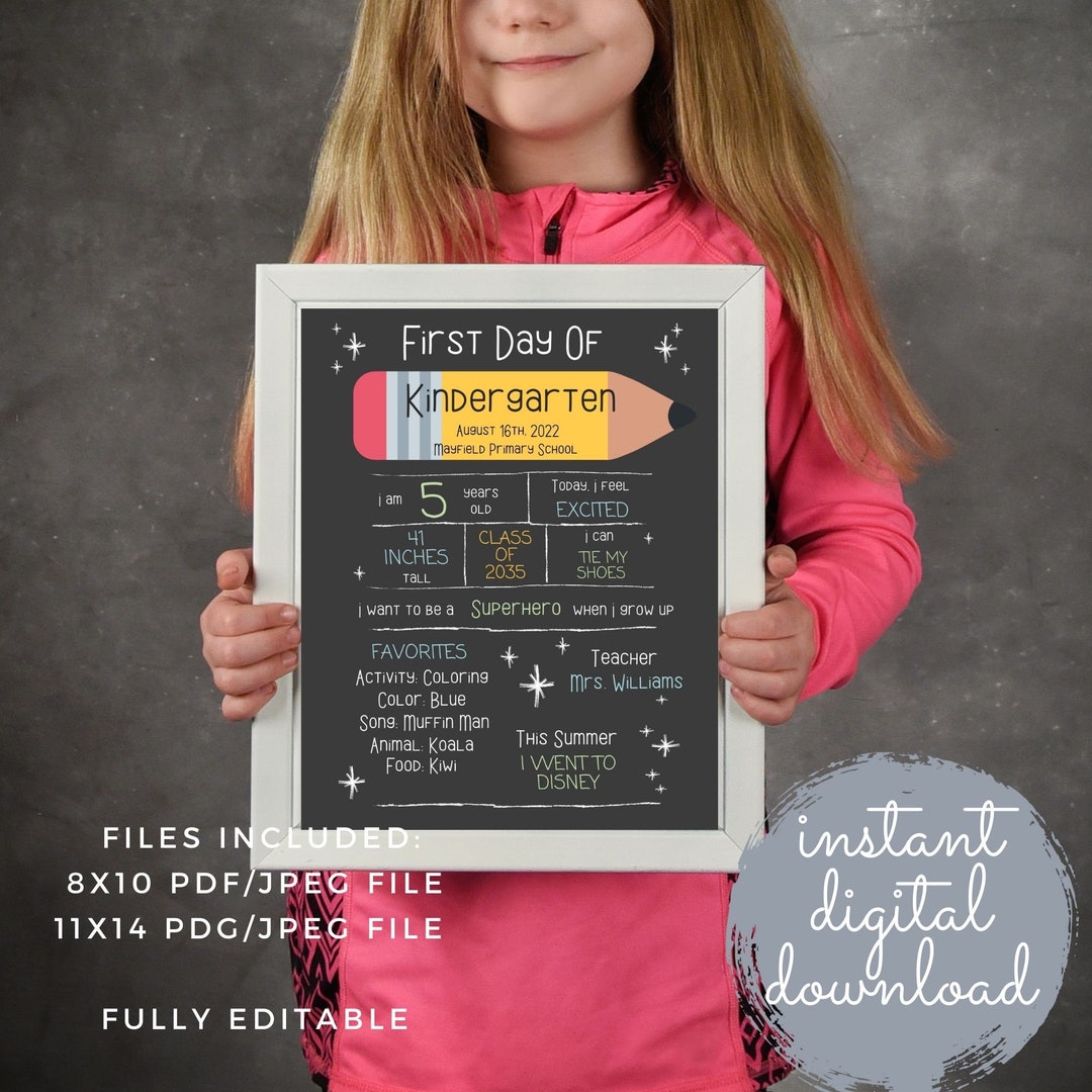 Editable First Day of School Signs, Editable Sign With Details, Instant ...