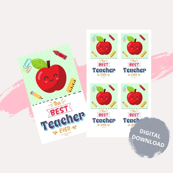 PRINTABLE Teacher Tag Instant Download Best Teacher Ever | Etsy