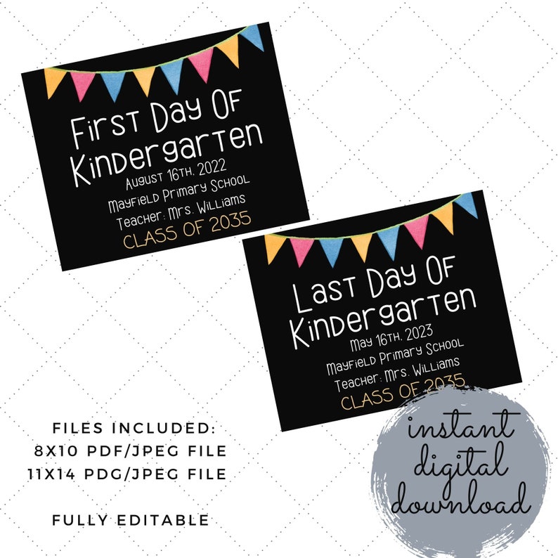 Editable First Day of School Signs, Editable Sign With Details, Instant ...
