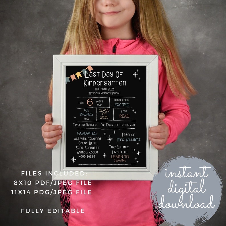 Editable First Day of School Sign, Printable Sign, Instant Download ...