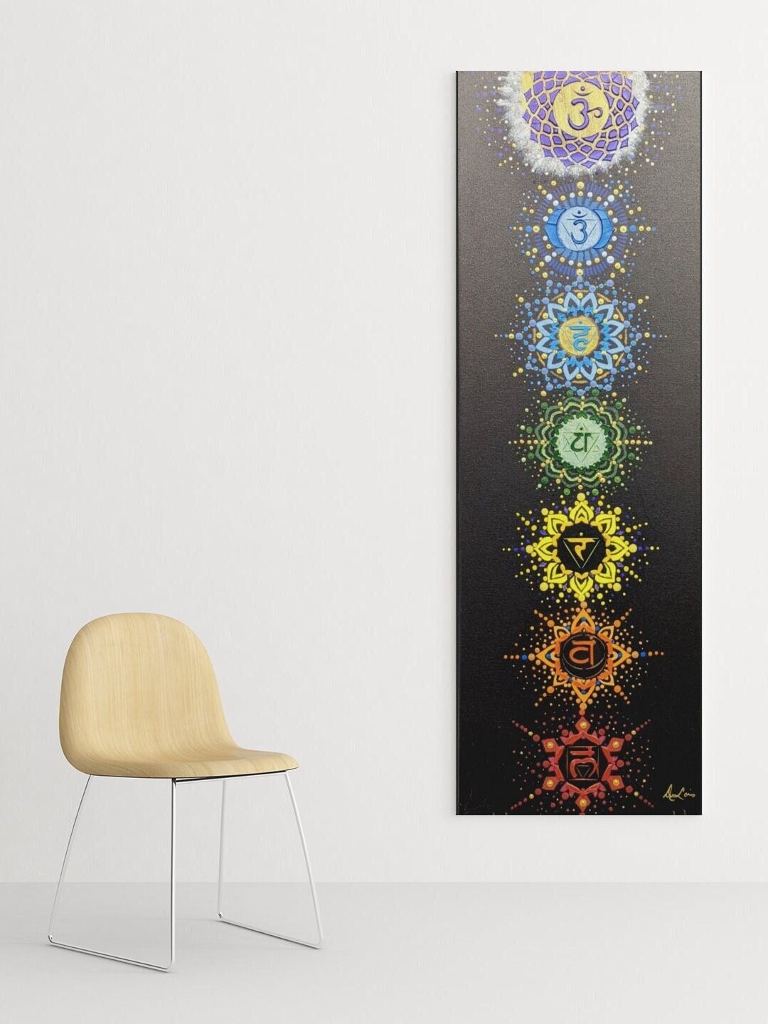 Vertical Chakra Energy Painting chakra Art Hindu Art - Etsy