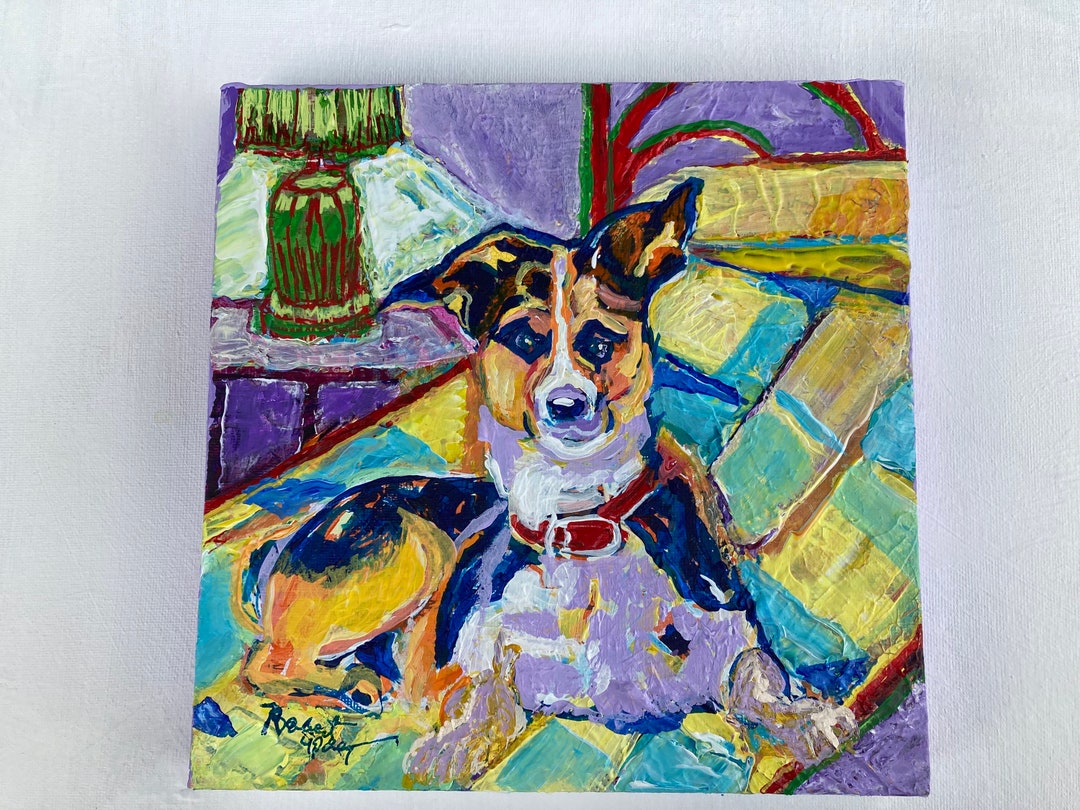 Dog Portrait, "finn#2", Abstract Acrylic Painting of Jack Russel - Etsy