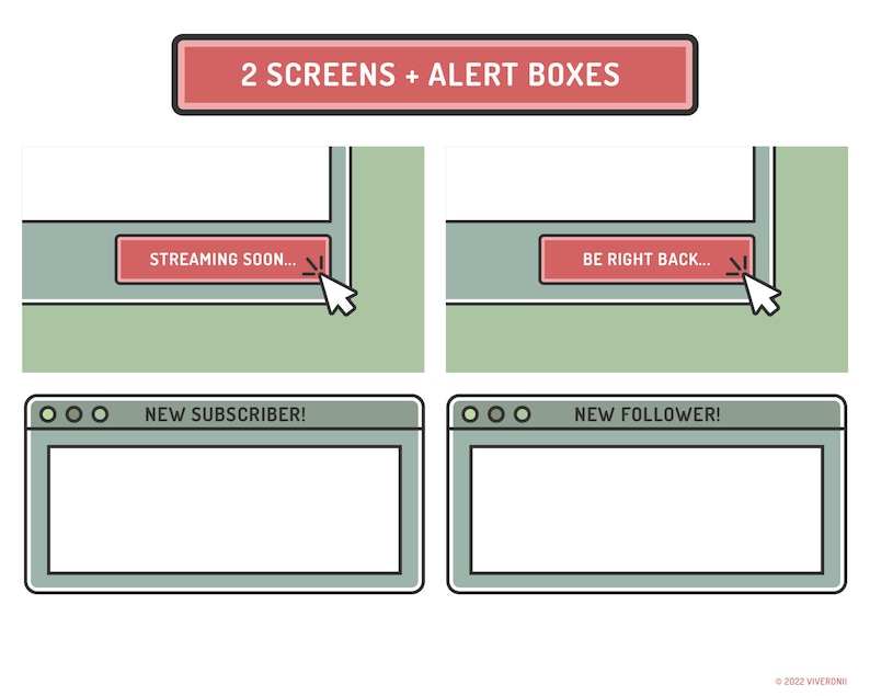 Basic Stream Overlay Package for Twitch & Youtube, Retro Watermelon ...