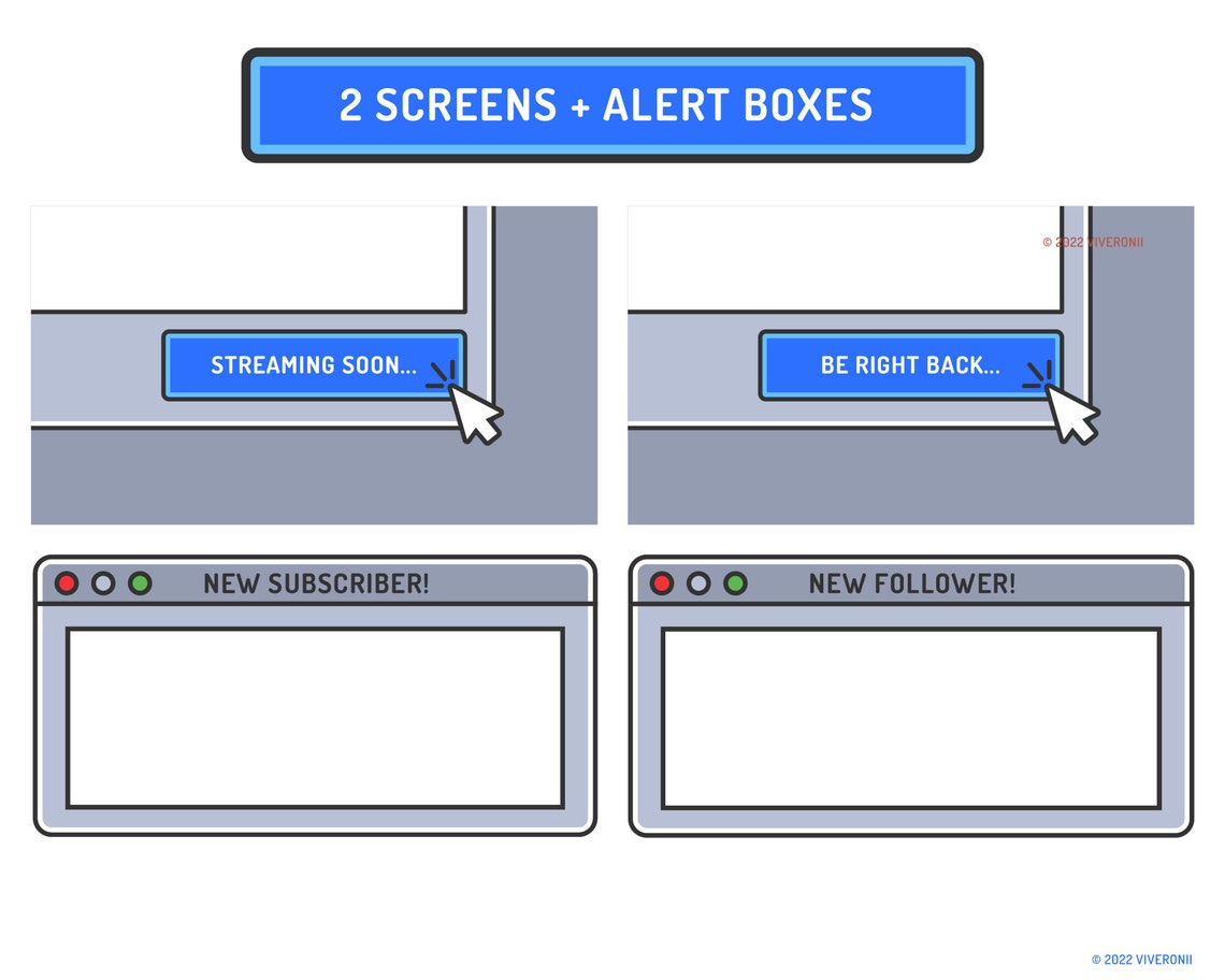 Basic Stream Overlay Package for Twitch & Youtube, Retro Theme Overlay ...