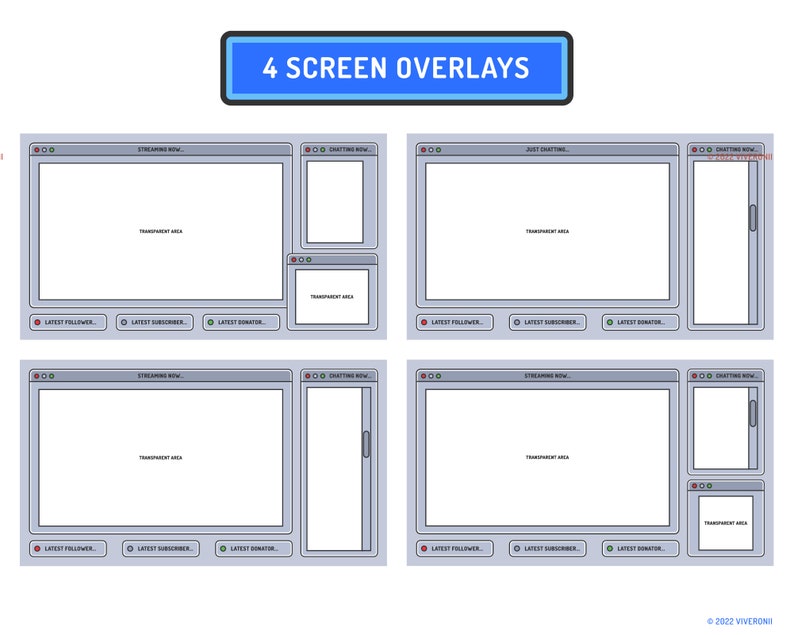 Basic Stream Overlay Package for Twitch & Youtube, Retro Theme Overlay ...
