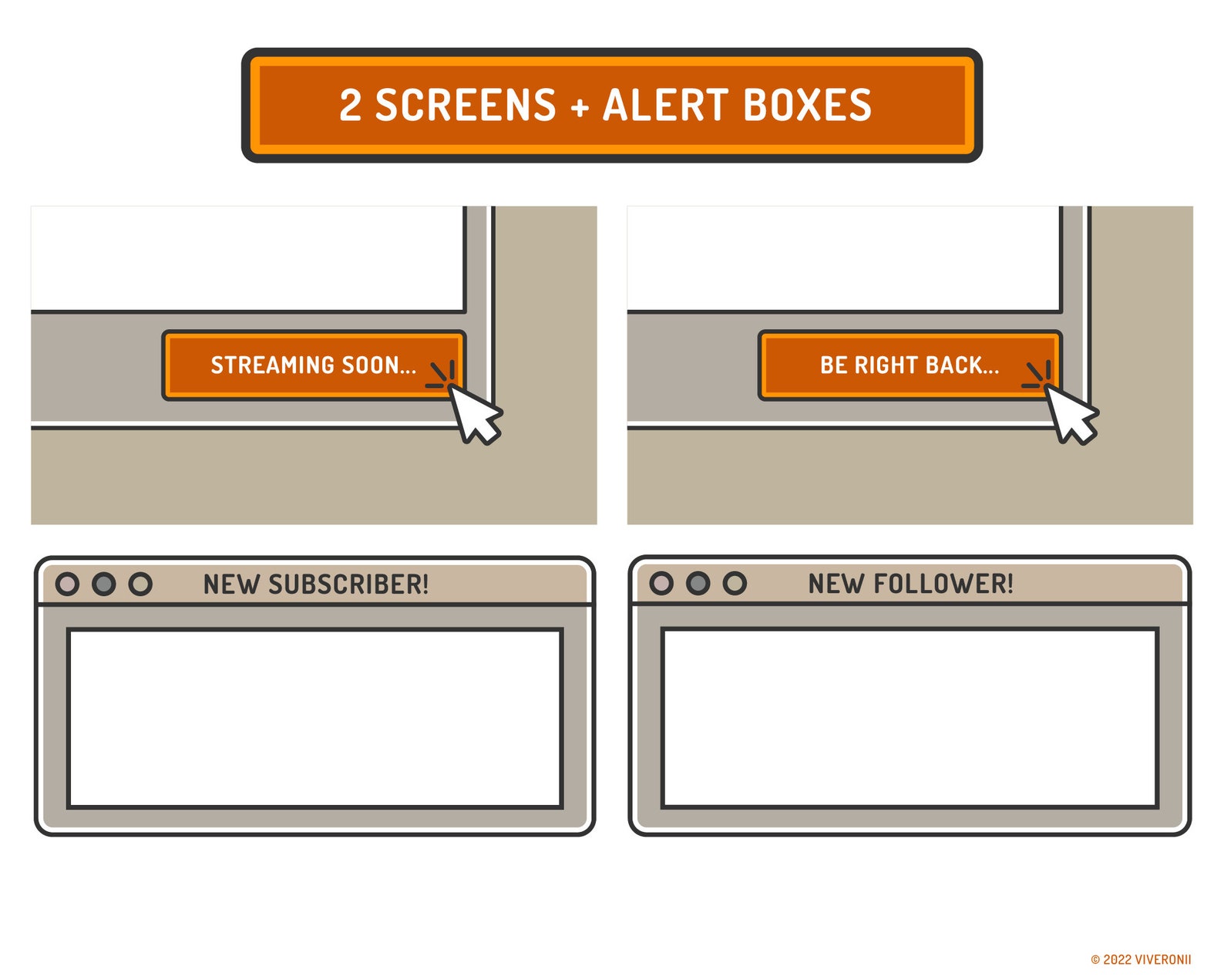 Basic Stream Overlay Package for Twitch & Youtube, Retro Beige Theme ...