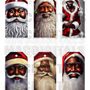Printable Gift Tags, Santa Gift Tags, Christmas Labels, Black Santa ...