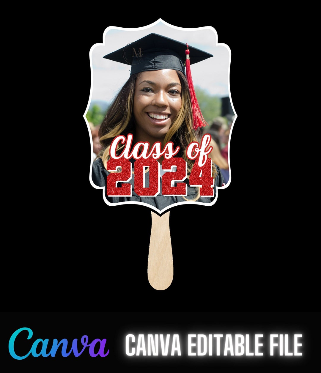 Glitter Graduation Fan Template: Grad 2024 Paddle, Canva Edit (PDF) - Etsy