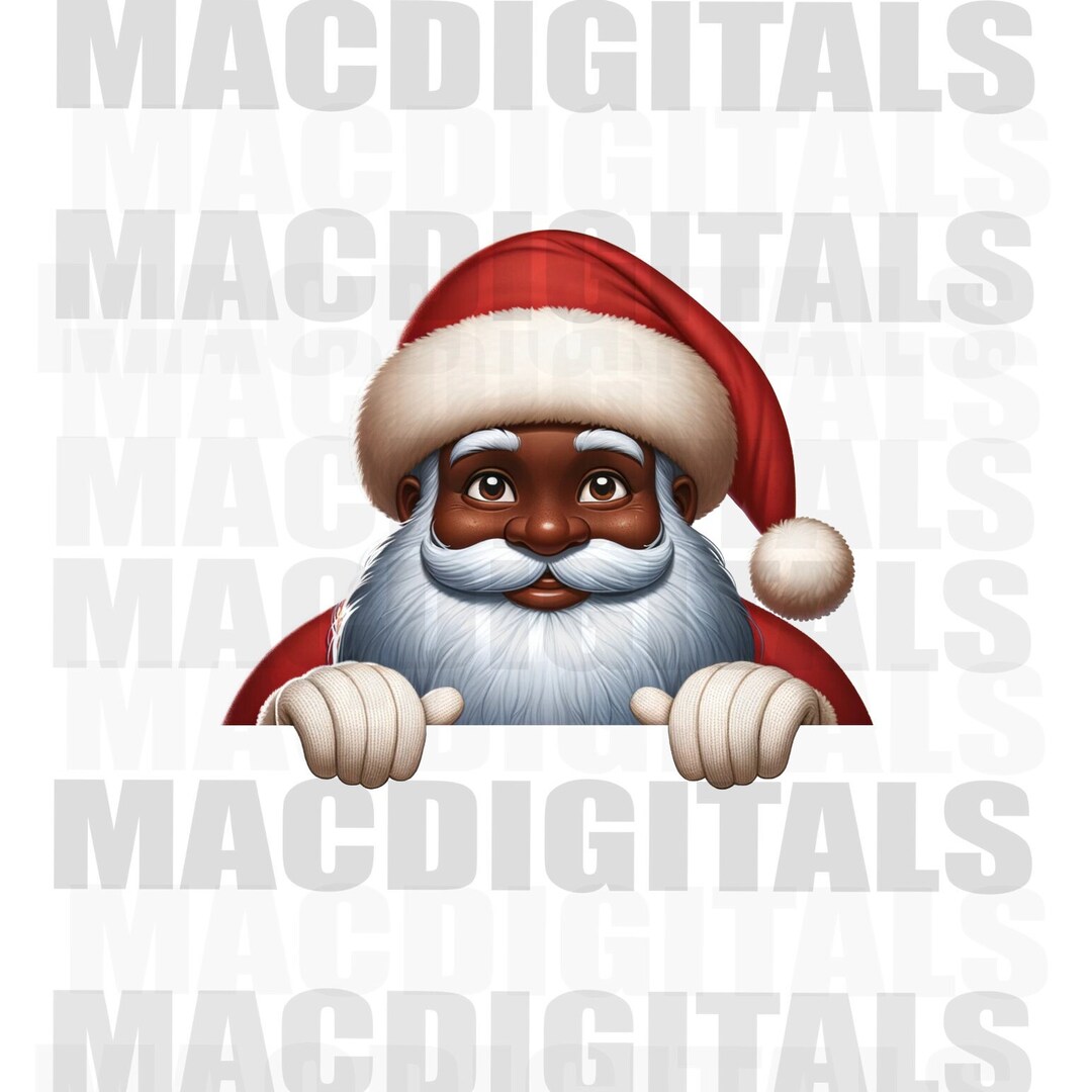 Peeking Santa, Handsome Peeking Santa, African American Santa, Santa ...
